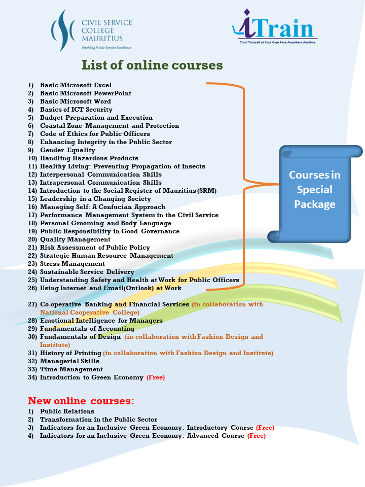List of Courses - Civil Service College Mauritius